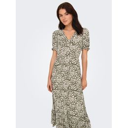 Maxikleid Only "ONLCHIANTI S/S LONG DRESS WVN NOOS", Damen, Gr. L, N-Gr, tarmac aop:kaja graphic, Web, Obermaterial: 100% Viskose, bedruckt, regular fit kn&ouml;chellang, V-Ausschnitt, Kleider Maxikleid, Viskose, regular fit