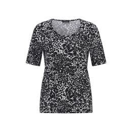 Kurzarmshirt GOLDNER "Viskoseshirt mit Leo Print", Damen, Gr. 38, schwarz (schwarz, wei&szlig;, gemustert), Obermaterial: 95% Viskose CV. 5% Elasthan EL., Modisch, Gerade, Shirts, stretchbequemer Viskosejersey
