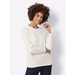 Strickpullover Classic Basics "Langarm-Pullover", Damen, Gr. 50, beige (ecru), 100% Polyacryl, unifarben, Pullover Strickpullover