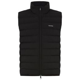 Steppweste Calvin Klein, Herren, Gr. L, schwarz, Web, Obermaterial: 100% Polyester, unifarben, regular fit normal, hoch geschlossener Ausschnitt, Westen Steppweste, Stehkragen, 2-Wege-Zipper, Regular Fit