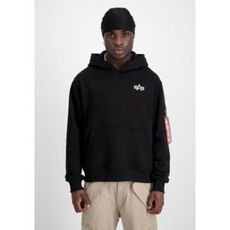 Hoodie Alpha Industries "Signature Backprint Hoodie", Herren, Gr. S, schwarz, Obermaterial: 80% Baumwolle, 20% Polyester, regular fit, Sweatshirts Hoodie