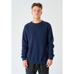 Sweatshirt Cleptomanicx "Noitch", Herren, Gr. L, blau (dunkelblau), 45% Wolle, 37% Baumwolle, 18% Polyamid, unifarben, normal, Rundhals, Sweatshirts Sweatshirt, aus gebondeter Wolle
