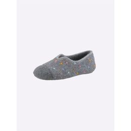 Hausschuh, Damen, Gr. 36, grau (grau, gepunktet), Textil, Schuhe Hausschuh