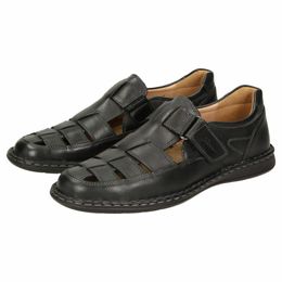 Sandale Sioux "Elcino-191", Herren, Gr. 39 (UK 5 1/2), schwarz, Obermaterial: 100% Kalbsleder CAL. 100% Polyurethan PU., Schuhe Sandale