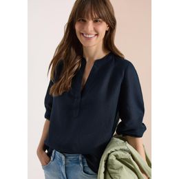 Shirtbluse Cecil, Damen, Gr. L (42), universal blau, Web, 100% Leinen, unifarben, klassisch normal, Rundhals, B&uuml;ndchen, Blusen, aus Leinen