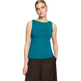 Tanktop Zero "Damen Shirt mit U-Boot-Ausschnitt", Damen, Gr. 34, deep lagoon, Jersey, Obermaterial: 47% Modal, 47% Baumwolle, 6% Elasthan, Basic, figurbetont normal, U-Boot-Ausschnitt, Tops Tanktop, Material