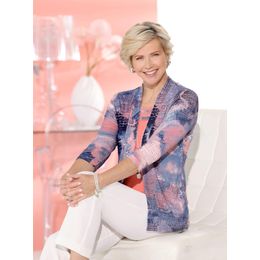 2-in-1-Shirt CLASSIC "2-in-1-Shirt", Damen, Gr. 38, marine, flamingo, bedruckt, 95% Viskose, 5% Elasthan, gemustert, mehrfarbig, Rundhals, Shirts 2-in-1 Shirt