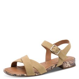 Sandalette Tamaris, Damen, Gr. 39, hellbraun, Leder, unifarben, Schuhe Sandalette, Blockabsatz, Sommerschuh, Riemchensandale mit Kreuzbandage