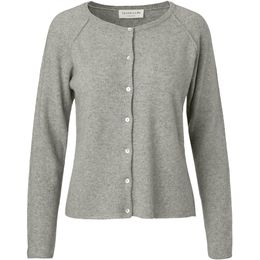 Strickjacke rosemunde "Laica cardigan mit Wolle und Kaschmir", Damen, Gr. XS, grau (light grau melange), Strick, Obermaterial: 70% Wolle, 30% Kaschmir, meliert, regular fit h&uuml;ftlang, Rundhals, Raglan&auml;rmel Rippstrickb&uuml;ndchen, Strickjacken Strickjacke, mit Rundhalsausschnitt, Woll-Kaschmir-Mix