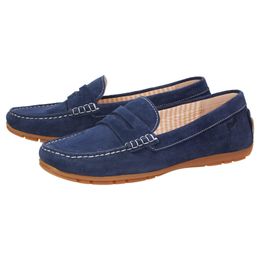 Slipper Sioux "Carmona-700", Damen, Gr. 35 (UK 3), blau (dunkelblau), Obermaterial: 100% Kalbsveloursleder CAVL. 100% Gummi rubber., Schuhe Slipper
