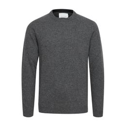 Strickfleece-Pullover Casual Friday "Strickpullover CFKarl", Herren, Gr. L, grau (pewter mix), Obermaterial: 80% Wolle WO. 20% Polyamid PA., Pullover