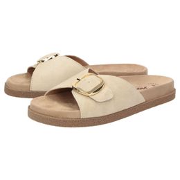 Pantolette Sioux "Yumidera-700", Damen, Gr. 41 (UK 7), beige, Obermaterial: 100% Kalbsveloursleder CAVL. 100% Gummi rubber., Schuhe Pantolette