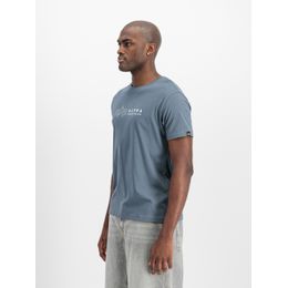 T-Shirt Alpha Industries "Alpha Label T-Shirt", Herren, Gr. L, denim blau, Obermaterial: 100% Baumwolle, Shirts T-Shirt