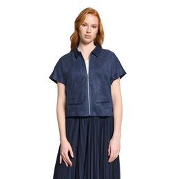 Jackenblazer Betty Barclay "Damen mit Rei&szlig;verschluss", Damen, Gr. 36, ocean cavern, Samt, Obermaterial: 92% Polyester, 8% Elasthan, gerade normal, Blazer