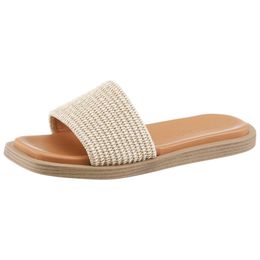 Marc O'Polo Pantolette MARC O'POLO "Agda", Damen, Gr. 38, sand, Textil, Flechtoptik, Schuhe Pantolette, Sommerschuh, Strandschuh, Urlaubsschuh, in Karreeform