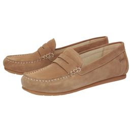 Slipper Sioux "Simadesa-700", Damen, Gr. 35 (UK 3), braun (hellbraun), Obermaterial: 100% Kalbsveloursleder CAVL. 100% Gummi rubber., Schuhe Slipper