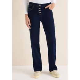 Loose-fit-Jeans Cecil, Damen, Gr. 34, L&auml;nge 28, blau (rinsed wash), Jeans, 81% Baumwolle, 17% Polyester, 2% Elasthan, unifarben, normal, Jeans, 5-Pocket-Style
