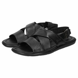 Sandale Sioux "Mirtas", Herren, Gr. 40 (UK 6 1/2), schwarz, Obermaterial: 100% Lammnappaleder LANA. 100% Polyurethan PU., Schuhe Sandale