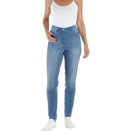 Damen High-waist-Jeans in Karottenform blue-bleached, Gr&ouml;&szlig;e 26