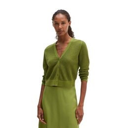 Marc O'Polo MARC O'POLO Damen Cardigan "aus Baumwolle-Leinen-Slub-Garn"shaded fern, Gr. XL, unifarben, Obermaterial: 90% Baumwolle, 10% Leinen, Strickjacken