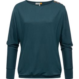 Langarmshirt Ragwear "Sedda", Damen, Gr. L (40), blau (petrol), Sweatware, Material: 68% Modal, 32% Polyester, oversize h&uuml;ftbedeckend, Rundhals, &Auml;rmel ohne &Auml;rmelschlitz Rippb&uuml;ndchen, Shirts Langarmshirt, Modisches, lang&auml;rmliges Damen Shirt