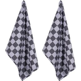 Geschirrtuch Pad "CHESS", grau (dakr grau), B:50cm H:1cm L:70cm, 100% Baumwolle, Geschirrt&uuml;cher, Geschirrtuch, 100% Baumwolle, 50x70 cm, modernes Karo Design