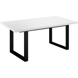 M&auml;usbacher Esstisch M&Auml;USBACHER, schwarz feinstruktur, wei&szlig; matt lack nb, schwarz feinstruktur, wei&szlig; matt lack nb, B:140cm H:73cm T:90cm, Tische, Esstisch, Metallgestell in U-Form, ausziehbar