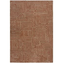 Teppich FLAIR RUGS "Kylo", terrakotta, B:160cm H:12mm L:230cm, Kunstfaser, Teppiche, Teppich, Hoch-niedriger Flor in Wolle-Optik