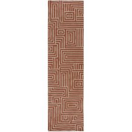 Teppich FLAIR RUGS "Kylo", terrakotta, B:80cm H:12mm L:300cm, Kunstfaser, Teppiche, Teppich, Hoch-niedriger Flor in Wolle-Optik