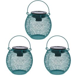 LED Solarleuchte OTTO HOME "Aaddis, LED-Metalllaterne, 3er Set", blau, H:12,3cm &Oslash;:12,5cm, Leuchten, einzeln positionierbar