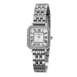 Regent Uhren Quarzuhr REGENT, silberfarben, Armbanduhren, Damen, Quarzuhr, Armbanduhr, Damenuhr, Edelstahlarmband, analog, Glassteine