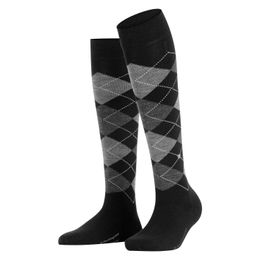 Kniestr&uuml;mpfe Burlington "Marylebone", Damen, Gr. 36-41, schwarz, Baumwollmischung, Argyle-Muster, Socken Kniestr&uuml;mpfe, Einheitsgr&ouml;&szlig;e 36-41, w&auml;rmende Wollmischung, Argyle-Muster