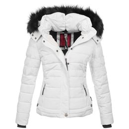 Steppjacke Navahoo "Chloe", Damen, Gr. XL (42), wei&szlig;, Obermaterial: 100% Polyester. Innenseite: 100% Polyester. Futter: 100% Polyester. Fellimitat: 90% Polyacryl, 10% Polyester, Jacken Steppjacke, hochwertige Winterjacke mit abnehmbarer Kapuze
