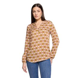 Schlupfbluse Cartoon "Damen mit Kn&ouml;pfen", Damen, Gr. 36, braun, ros&eacute;, Obermaterial: 100% Viskose, figurumspielend normal, V-Ausschnitt, Blusen Schlupfbluse