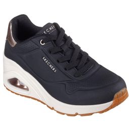 Sneaker Skechers "UNO WEDGE-HI STEPS", Damen, Gr. 41, schwarz, Lederimitat, Schuhe Sneaker, Keilsneaker, Schn&uuml;rschuh mit Air-Cooled Memory Foam