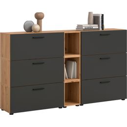 Schrank-Set Home Affaire "ENESTE, 9-teilig, in verschiedenen Farben, individuell kombinierbar", artisan eiche nachbildung, basalt grau, B:176cm H:34cm T:99cm, Spanplatte, Kastenm&ouml;bel-Sets, Stauraumelement, Kombination, Wohnkombination, Schrankwand, Lowboard