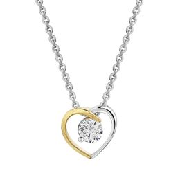 Kette mit Anh&auml;nger Firetti "Schmuck Geschenk Silber 925 Halskette Anh&auml;nger Herz Solit&auml;r Lab Grown", silberfarben, gelbgoldfarben, Halsketten, Damen, 0,2, Diamanten Silber 925 (Sterlingsilber), L: 45 B: 1,1mm, Diamanten, Silber 925 (Sterlingsilber), mit Brillant, B:1,1mm