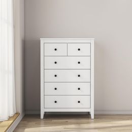 Kommode OTTO HOME "Avelin", wei&szlig;, B:80cm H:120cm T:40cm, ABS-Kunststoff, Holzwerkstoff, MDF, Melamin, Sideboards, Kommode, Melaminoberfl&auml;che, schwarze Metallgriffe, Breite 80 cm
