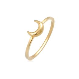 Fingerring Elli "Halbmond Mond Astro Basic 925 Silber" Gr. 52, gold, Fingerringe, Damen, 52mm, ohne Stein, Silber 925 (Sterlingsilber), Fingerring
