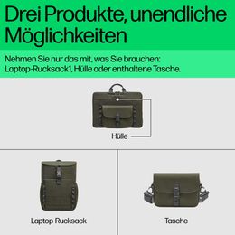 HP Notebook-Rucksack "15,6 Zoll Modularer", gr&uuml;n, B/H/T: 32,5cm x 49,5cm x 20cm, Taschen