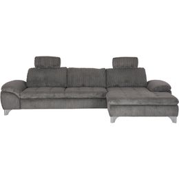Ecksofa DIE PLANBAR "MP-IN14007", cord anthrazit, B:318cm H:84cm T:180cm, 100% Polyester, Sofas, Ecksofa, wahlweise mit Bettfunktion und verstellbaren Kopfst&uuml;tzen
