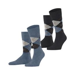 Socken Burlington "Everyday Argyle", Herren, Gr. 40-46, denim melange, Baumwollmischung, Argyle-Muster, normal, Socken Socken, Einheitsgr&ouml;&szlig;e 40-46, klassisches Argyle-Muster