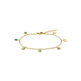 Armband Amor "2034266, 2034271", gold (gelbgoldfarben, gr&uuml;n, gr&uuml;n), Armb&auml;nder, Damen, 19cm, Edelstahl, Armband, mit Zirkonia (synth.)