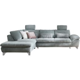 Ecksofa DIE PLANBAR "MP-IN14007", cord aqua, B:306cm H:84cm T:197cm, 100% Polyester, Sofas, Ecksofa, wahlweise mit Bettfunktion und verstellbaren Kopfst&uuml;tzen