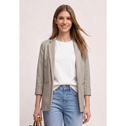 Jackenblazer Street One, Damen, Gr. 40, clay sand, Web, Obermaterial: 83% Polyester, 14% Viskose, 3% Elasthan, unifarben, l&auml;ssig geschnitten h&uuml;ftbedeckend, tiefer V-Ausschnitt, Aufschlag, Blazer, im langen und offenen Schnitt
