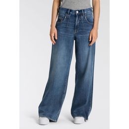 5-Pocket-Jeans Herrlicher "Brooke Wide Denim Comfort", Damen, Gr. 29, L&auml;nge 32, blau (snake blau), Denim/Jeans, Obermaterial: 98% Baumwolle, 2% Elasthan, loose fit lang, Jeans 5-Pocket-Jeans, im Wide Fit