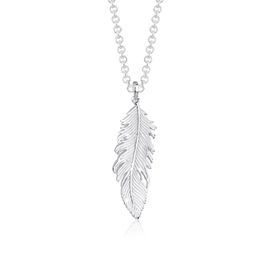 Kette mit Anh&auml;nger Elli "Feder Anh&auml;nger Engel Gliederkette 925 Silber", silber, Halsketten, Damen, 80, ohne Stein, Silber 925 (Sterlingsilber), L: 80