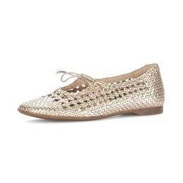Ballerina Gabor, Damen, Gr. 38,5, champagner, Ziegenleder, Flechtoptik, metallic, Schuhe Ballerina, Sommerschuh in modischer Flecht- und Metallicoptik