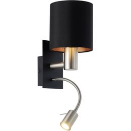 Eglo Wandleuchte "PASTERI Wandlampe - Stahl - E27;LED - 1X40W;1X3,8W - IP20", nickel, matt, 2, H: 38cm, 1 Stk., Leuchten, Wandstrahler, Wandspot, Wohnzimmer, Schlafzimmer, L15 x H38 x AL19,5cm, Wandleuchte