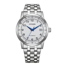 Automatikuhr Citizen "Automatik Classic", silberfarben, wei&szlig;, Armbanduhren, Herren, Automatikuhr, Armbanduhr, Herrenuhr, Edelstahlarmband, analog, Big Date